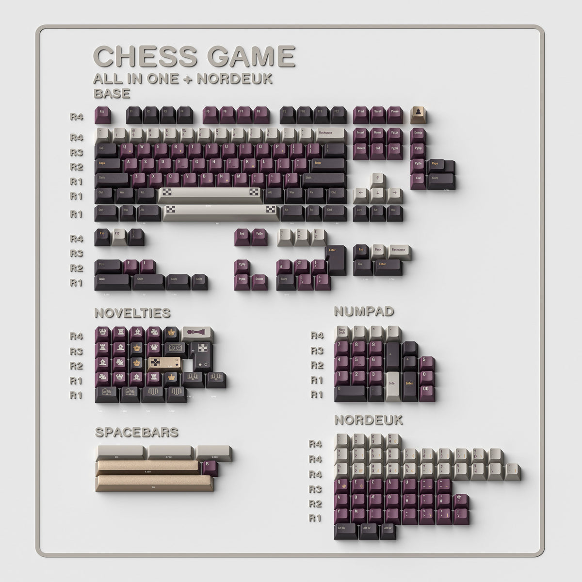 ALOHAKB CHESS GAME Cherry Profile Keycaps Dye-Sublimation+Gilding